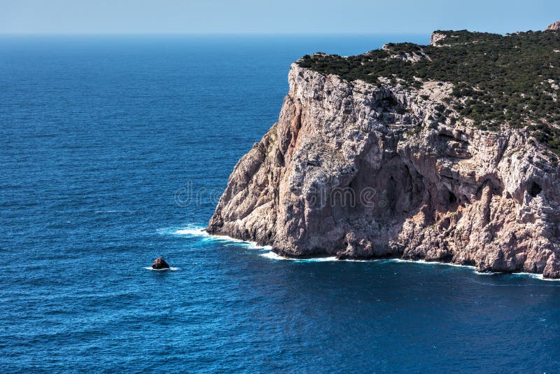 Cliff in Capo Caccia Coastline Stock Photo - Image of external, green ...