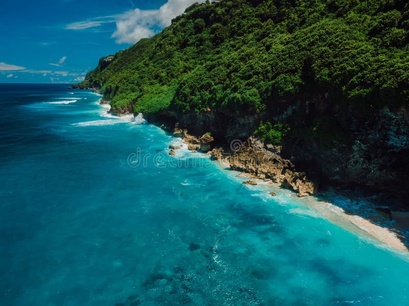 Cliff Coastline and Blue Ocean in Bali. Aerial View Stock Photo - Image ...