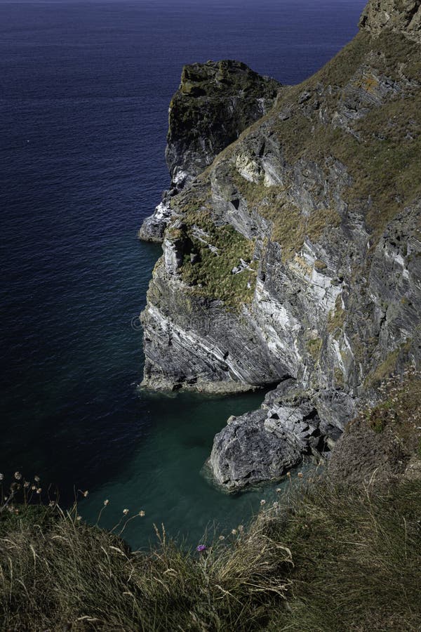 Cliff on the Cornwall Coast Stock Image - Image of idyllic, landscape ...