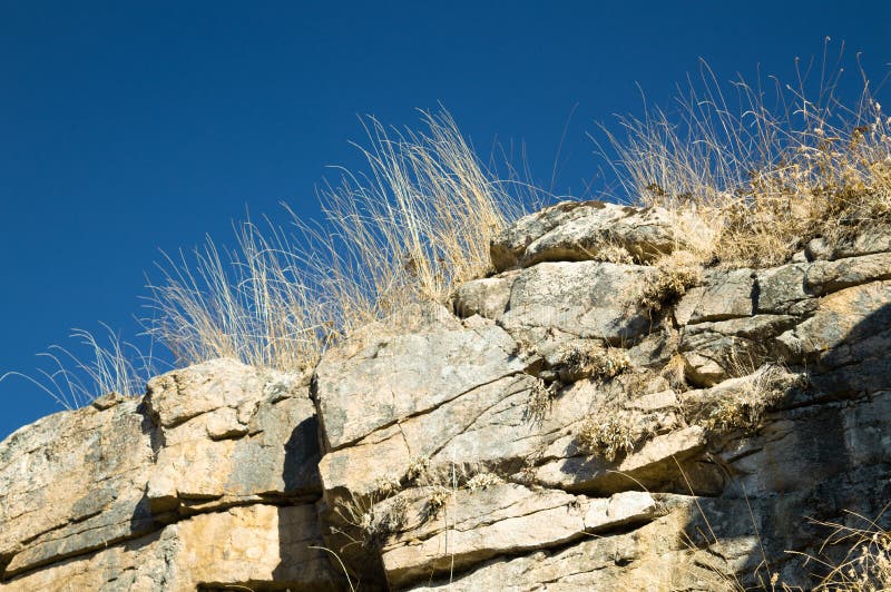 Cliff edge with dry grass stock image. Image of season - 161217445