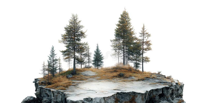 Cliff Edge with Pine Trees Isolated on Transparent Background Stock ...