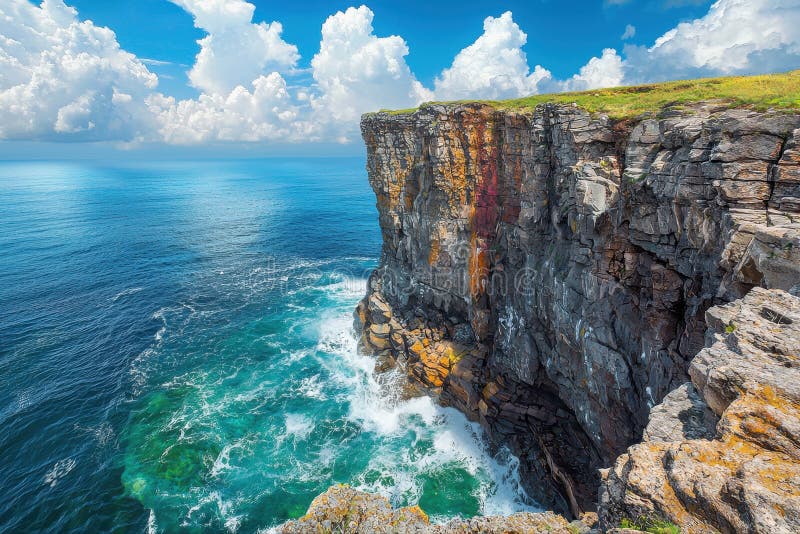 Cliff Face Overlooking Ocean with Clear Water and Rocky Landscape Stock ...