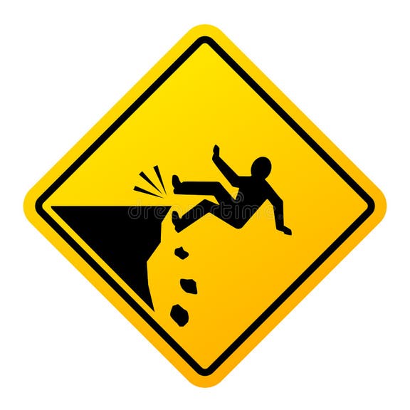 Cliff Danger Warning Hazard Risk Sign Stock Illustrations – 860 Cliff ...