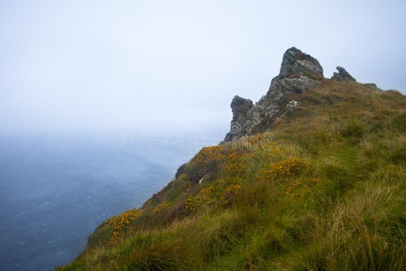 Cliff in fog stock photo. Image of candid, head, ocean - 16151988
