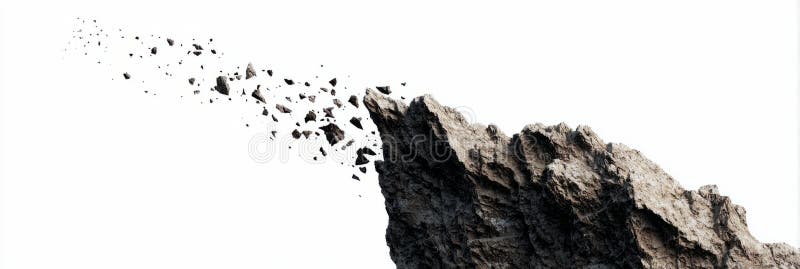 Cliff Fragments Falling Off a Mountain Minimal on White Stock Photo ...