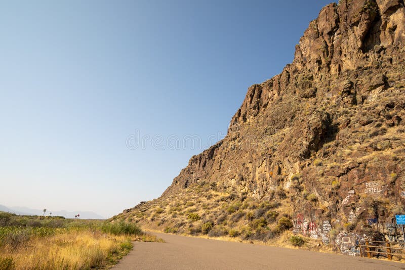 Cliff and Highway Rest Area in Nevada Stock Image - Image of lake ...