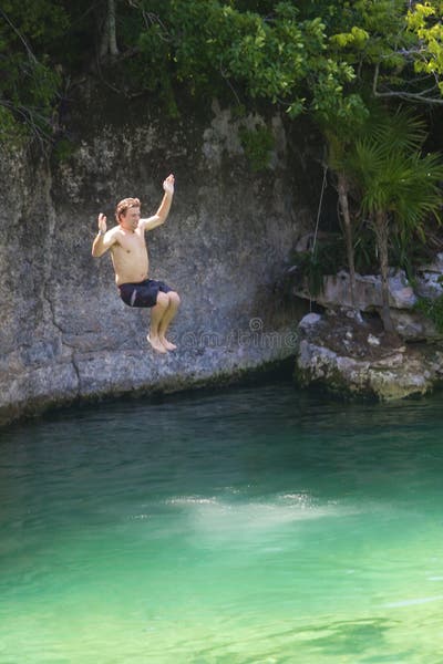 Cliff Jumping Fun stock image. Image of beauty, america - 14620759