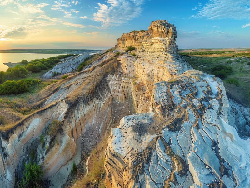 Cliff with Lake in Distance Stock Image - Image of nature, backdrop ...