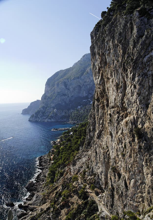 Cliff and Marina Piccola Capri Island Stock Image - Image of campania ...