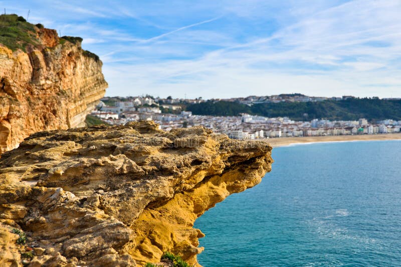 Cliff in Nazare, Portugal stock image. Image of nature - 43058271