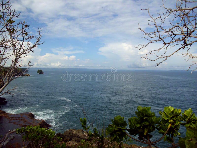 Cliff with the Open Sea in Front, Madasari Beach Pangandaran Indonesia ...