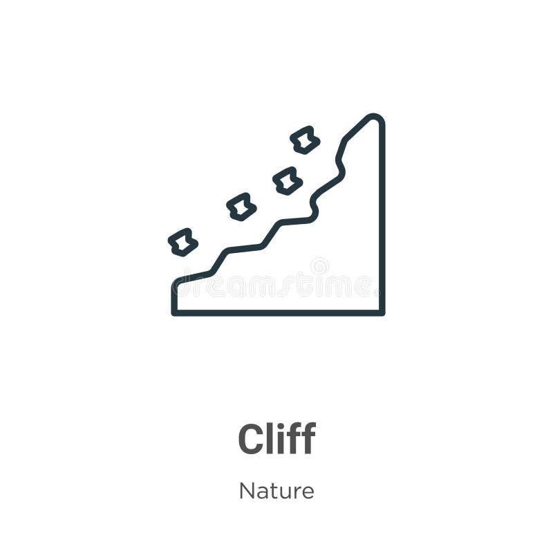 Cliff Outline Vector Icon. Thin Line Black Cliff Icon, Flat Vector ...