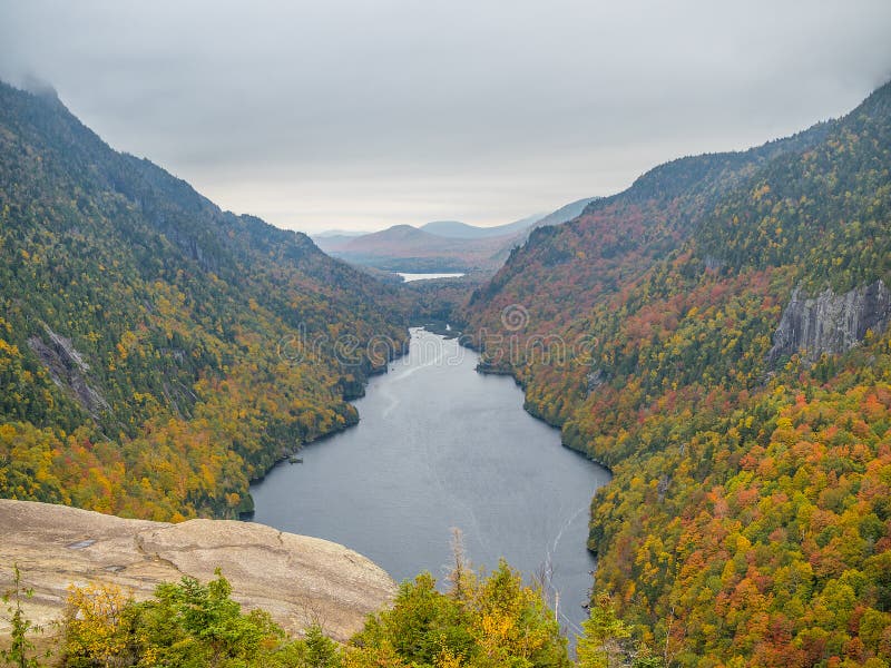 Cliff Over Lower Ausable Lake in Adirondacks Stock Photo - Image of ...