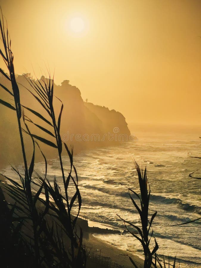 Cliff Overlooking the Sea at Sunset Stock Image - Image of sunset ...