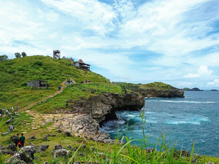 Cliff Rock Beach in Pacitan, East Java Editorial Photography - Image of ...