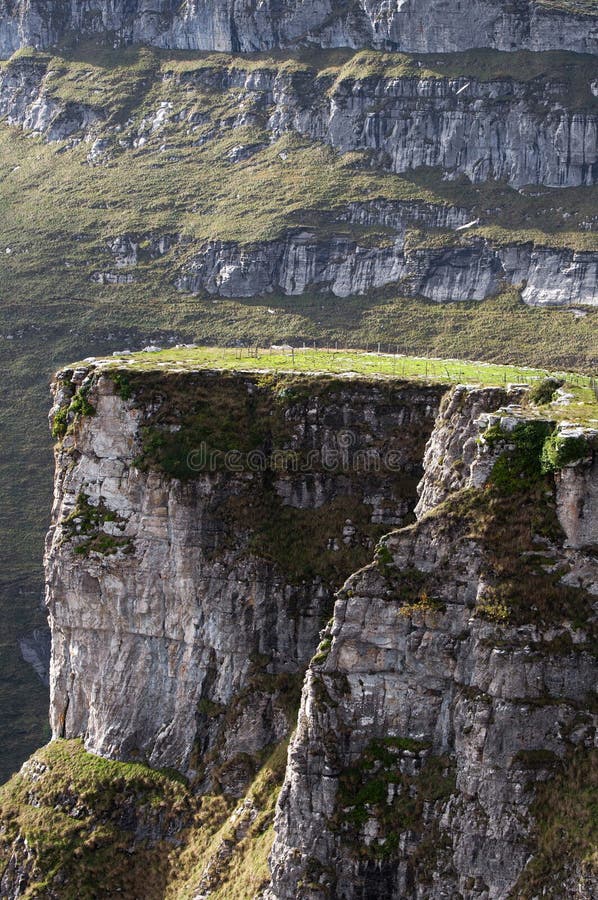 Cliff and Rock Wall in the Mountains Stock Image - Image of green ...