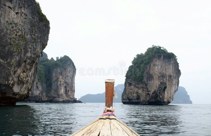 Cliff rocks in Krabi stock image. Image of holiday, ship - 5102517