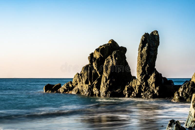 Cliff and Sea in the Morning, Long Exposure Stock Photo - Image of wave ...