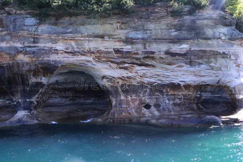 Pictured Rocks Cliffside stock photo. Image of upper - 172421780