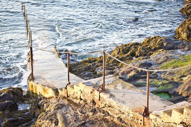 Cliff steps stock photo. Image of shore, safety, railing - 45391342