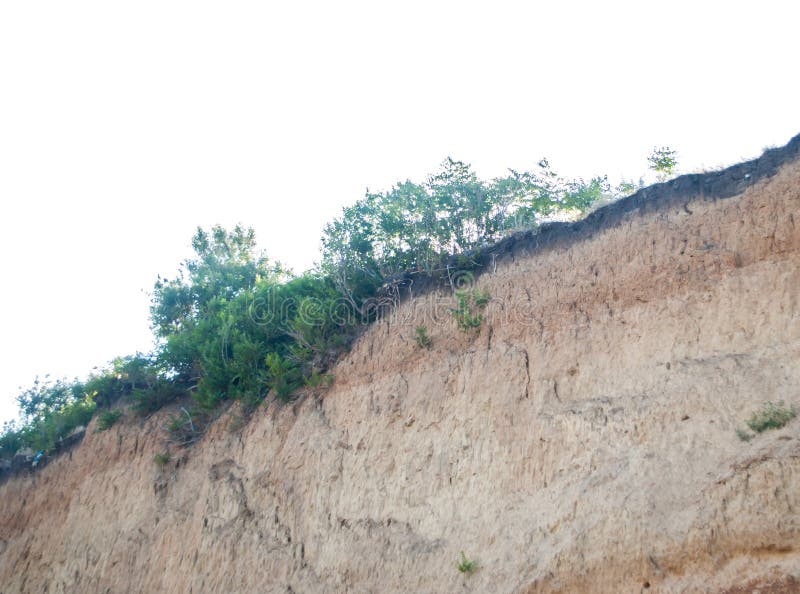 A Cliff at the Top of Which Bushes Grow Stock Image - Image of weather ...