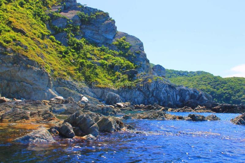Cliff with vegetation stock photo. Image of outdoor, seaside - 97782506