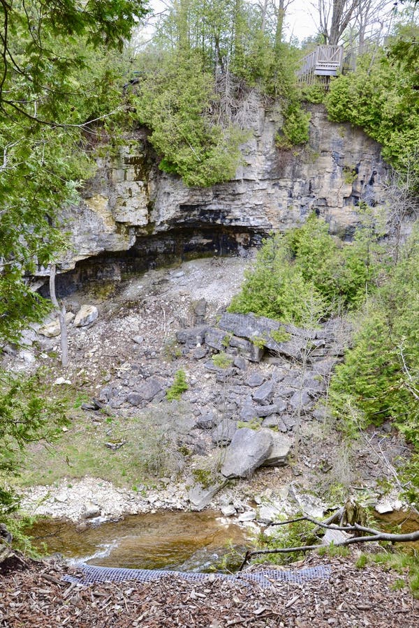Cliff View and Cave Along the Elora Gorge Stock Photo - Image of ...