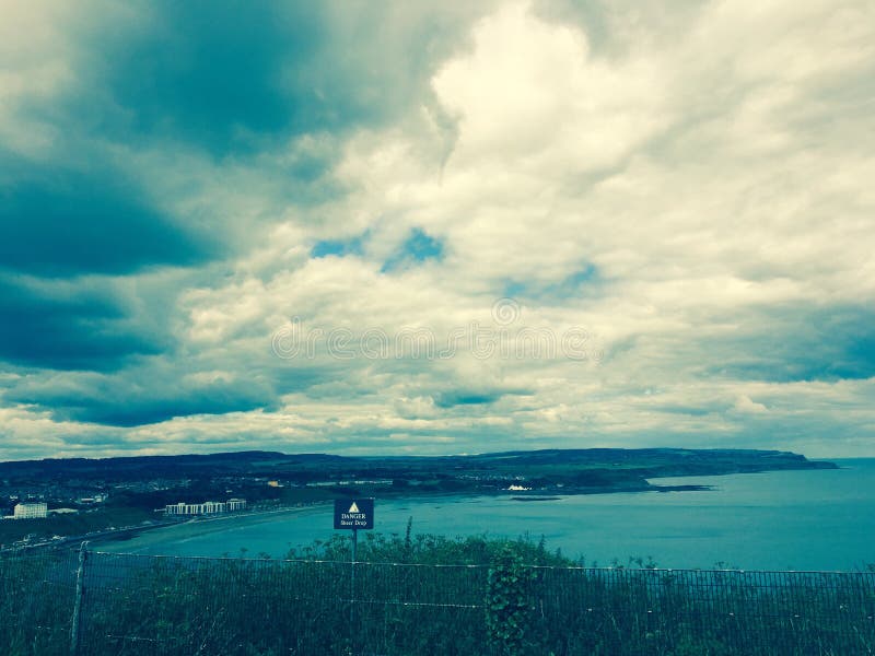 Cliff view stock photo. Image of scarborough, beach, sign - 78286792