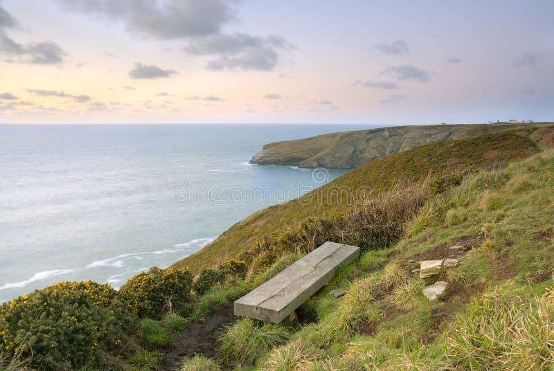 Cliff View Seascape, Cornwall, UK. Stock Image - Image of land, nature ...