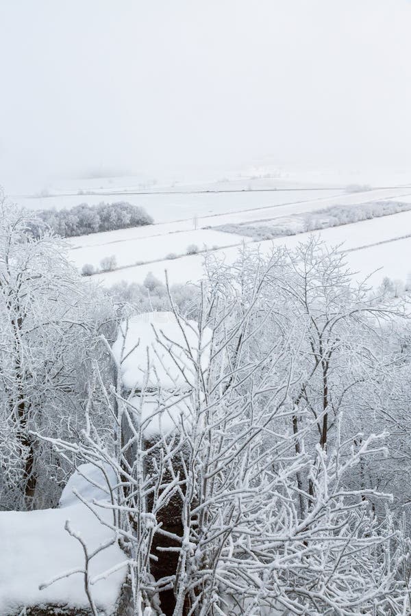 Cliff with View of the Winter Stock Image - Image of landscape, aerial ...