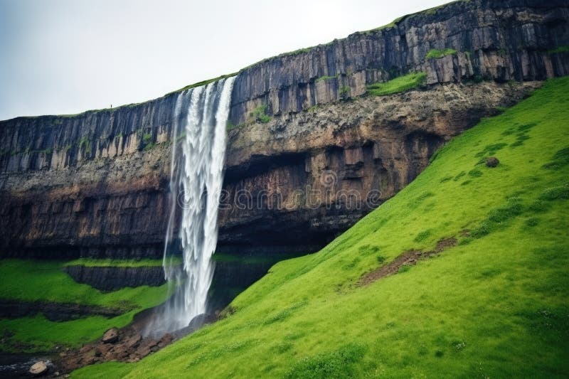 Cliff with a Waterfall Cascading Down Its Side Stock Photo - Image of ...