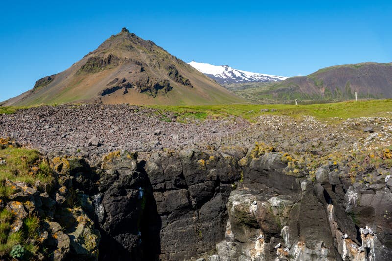 The Cliffs between Arnarstapi and Hellnar in Snaefellsnes, Stock Image ...