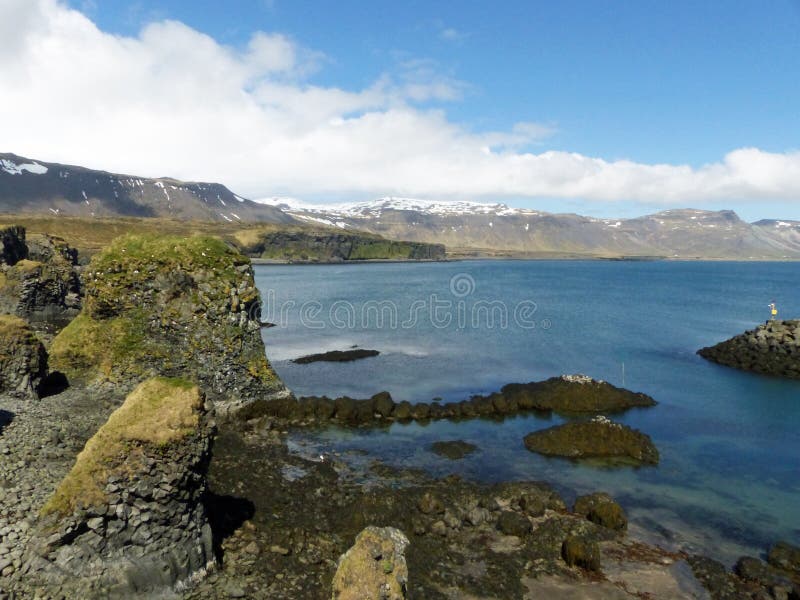The Cliffs at Arnarstapi, Iceland Stock Photo - Image of snow, rocks ...