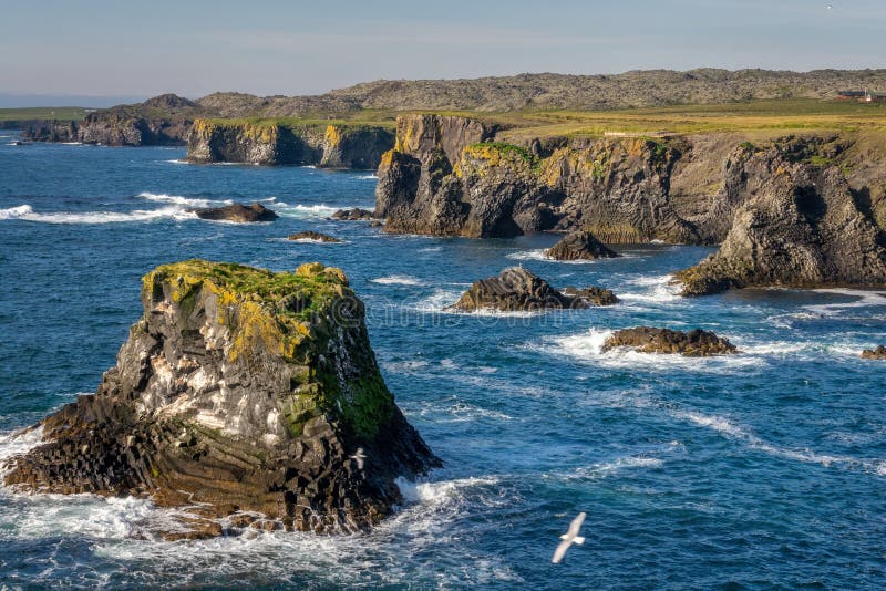 The Cliffs of Arnarstapi, Snaefellsnes Peninsula Iceland Stock Photo ...