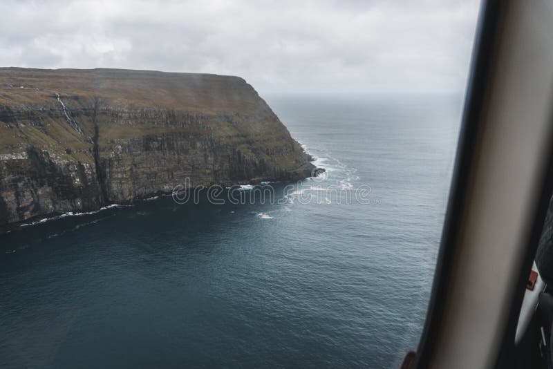 Cliffs and Atlantic Ocean from Above. Faroe Islands View from ...