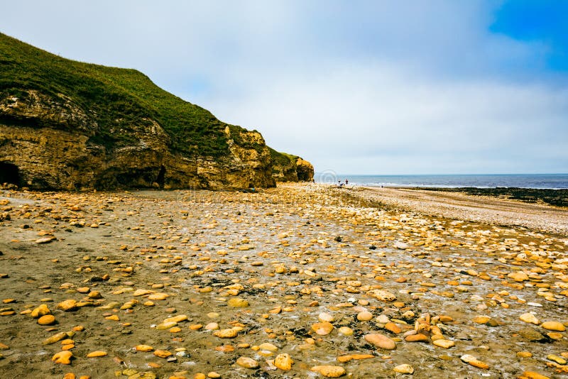 Cliffs and Beach at Blackhall Rocks and Cromdon Dene Beach Stock Image ...