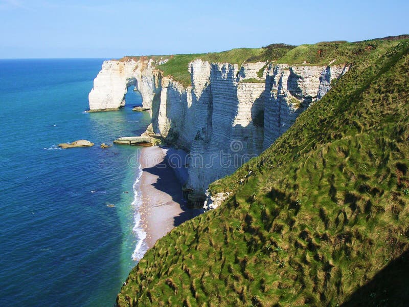 Cliffs on the Beach in Normandy Stock Photo - Image of normandy, blue ...