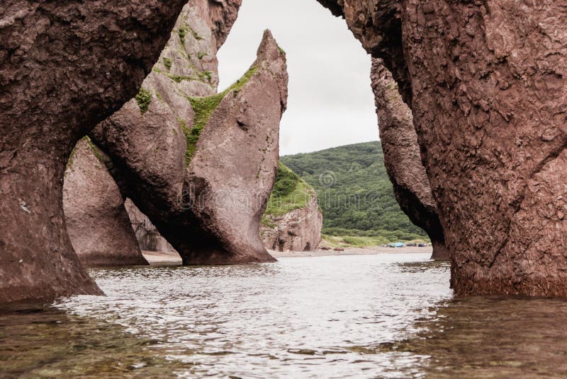 Cliffs on the Beach at the Sea of Japan Stock Image - Image of ...