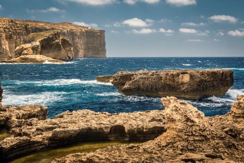 Cliffs at the Blue Window in Malta Stock Photo - Image of gozo, natural ...