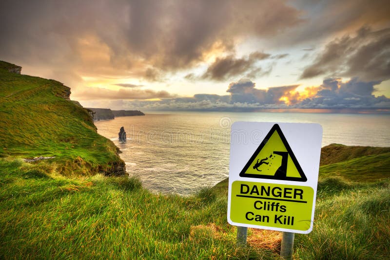 Beware of Cliff Edge Sign stock photo. Image of booti - 18866112