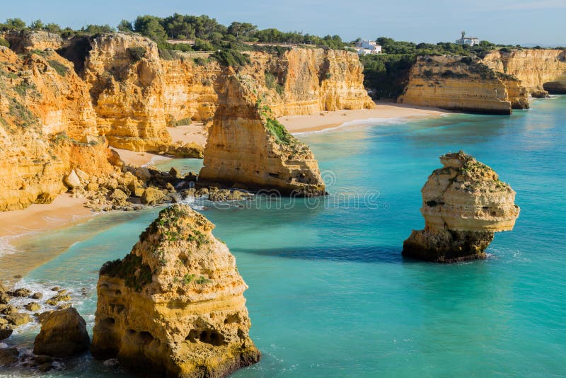 Cliffs in the Coast of Algarve Stock Image - Image of peaceful ...