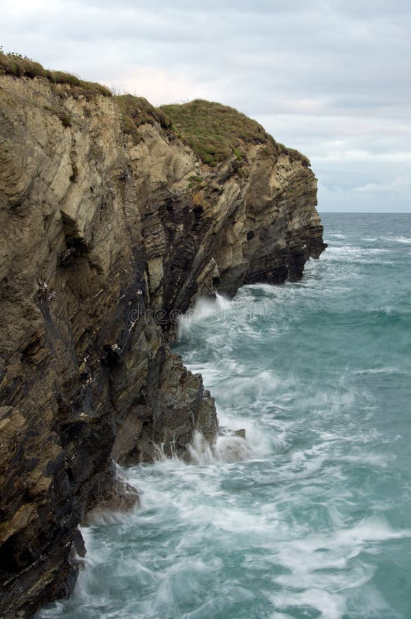 Cliffs of Cornwall stock photo. Image of wave, sunny - 20809500