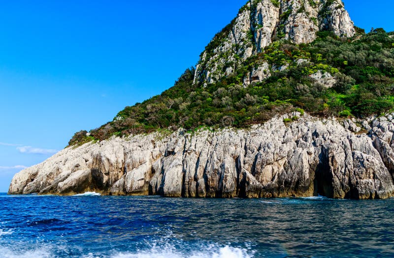 Cliffs Faraglioni Rocks, Capri, Italy Stock Photo - Image of coastline ...