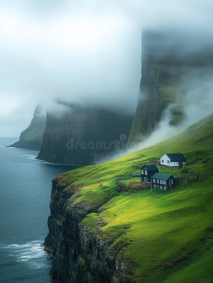 Cliffs of the Faroe Create Stunning Backdrop for Tiny Fishing Village ...