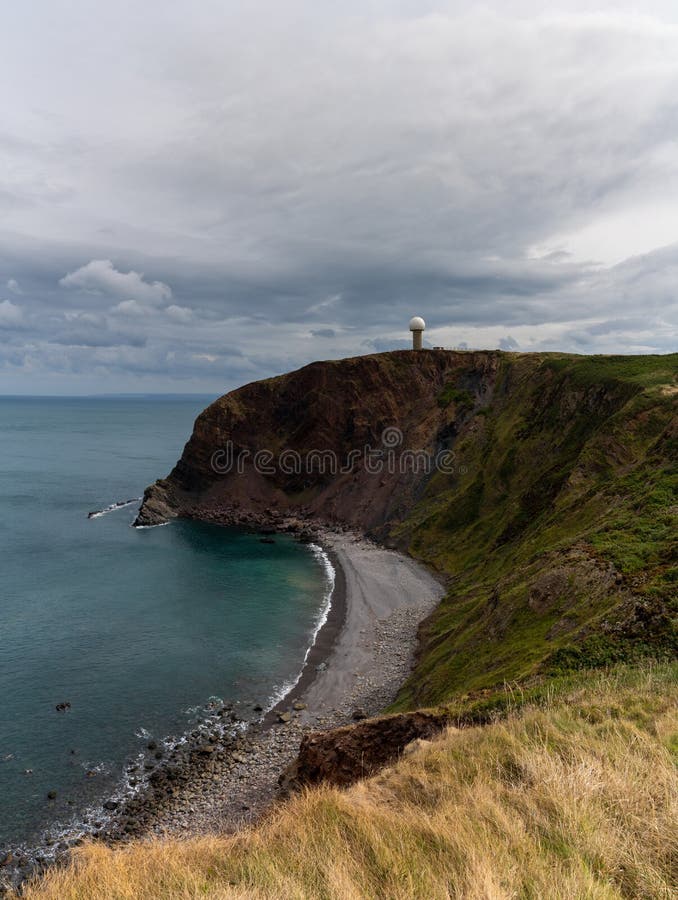 The Cliffs at Hartland Point in Devon with the United Kingdom RAF Radar ...