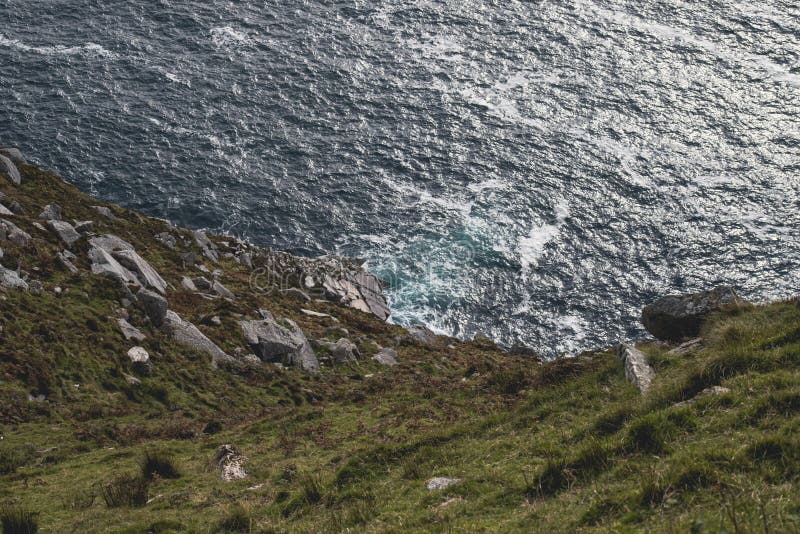 Cliffs on Irish Coast, County Mayo Stock Image - Image of meadow ...