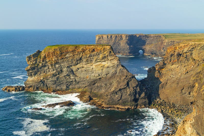 Cliffs of Kilkee in Ireland Stock Image - Image of extreme, panorama ...