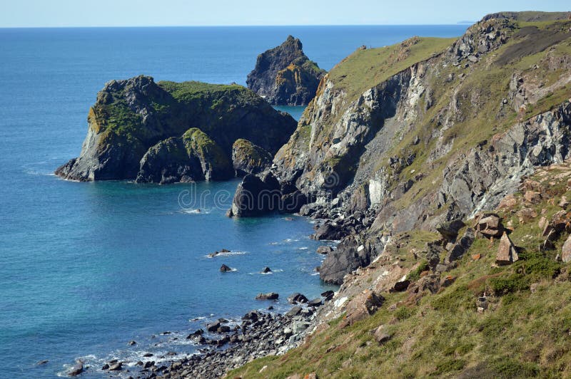 Cliffs on the Lizard in the Summer Cornwall Stock Photo - Image of ...