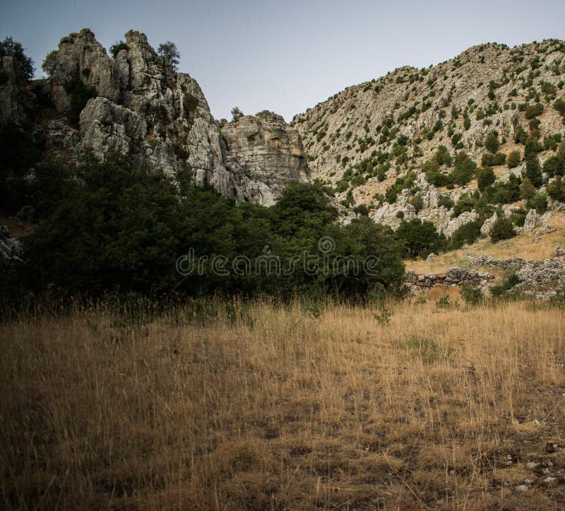 Cliffs in Mediterranean Mountains Stock Image - Image of hill, terrain ...