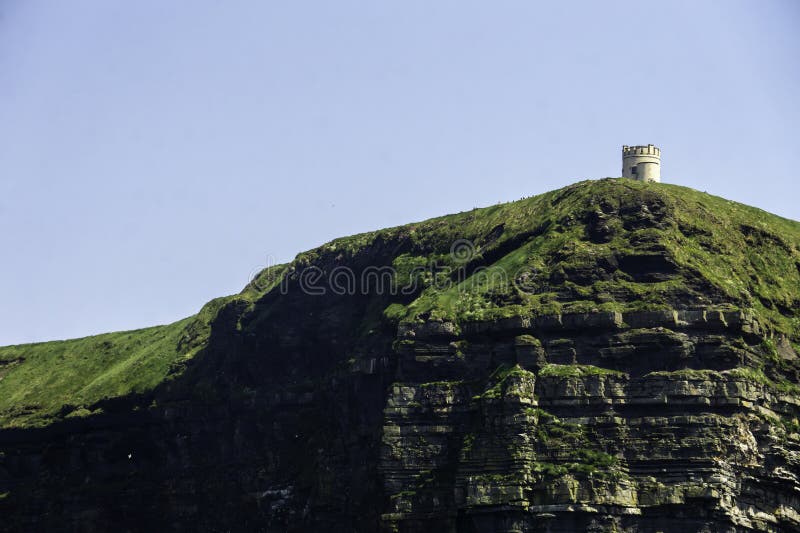 Cliffs of Moher with O Brien Tower Stock Photo - Image of visit, rocks ...